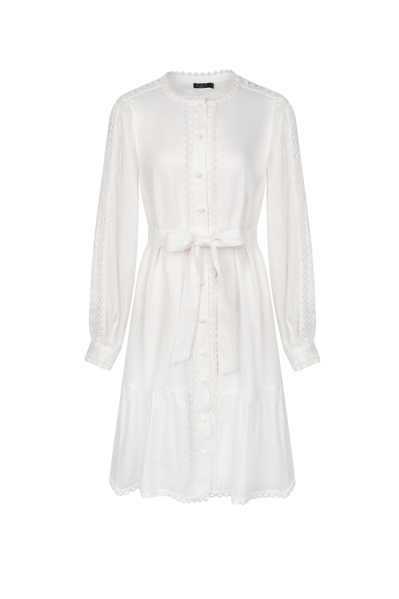 GDS Angelica Linen Short Dress | White – S T E L L I N O